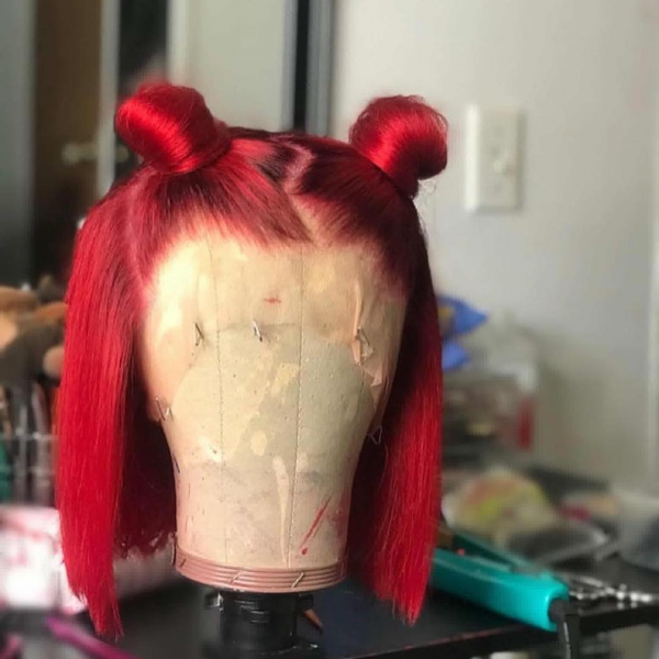 Magic Love Human Virgin Hair Red Color Pre Plucked Lace Front Wig And