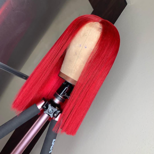 Magic Love Human Virgin Hair Red Color Pre Plucked Lace Front Wig And