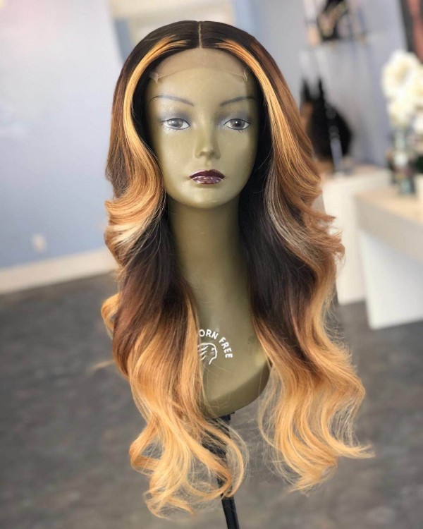 Magic Love Human Virgin Hair Ombre 1b 27 Pre Plucked Lace Front Wig And