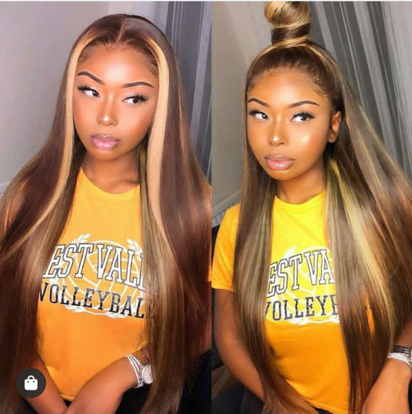 Magic Love Human Virgin Hair Ombre Color Pre Plucked Lace Front Wig And