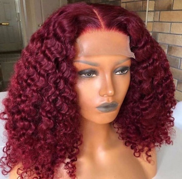 Magic Love Human Virgin Hair Ombre 99j Color Curly Pre Plucked Lace