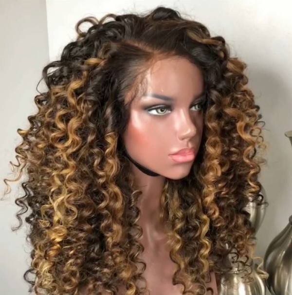 Magic Love Human Virgin Hair Ombre 1b 27 Curly Pre Plucked Lace Front