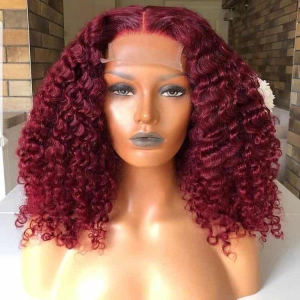 Magic Love Human Virgin Hair Ombre 99j Color Curly Pre Plucked Lace