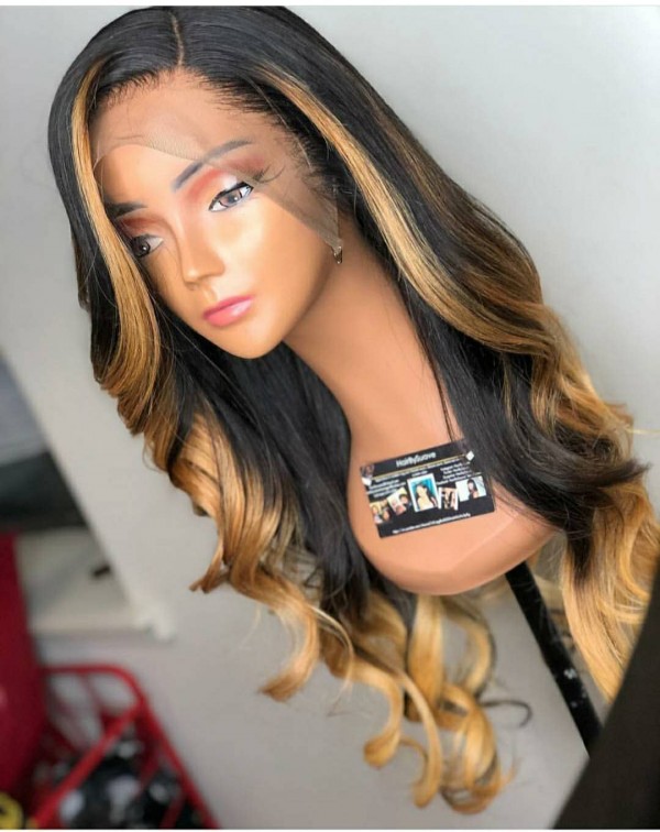 Magic Love Human Virgin Hair Ombre 1b 27 Pre Plucked Lace Front Wig And