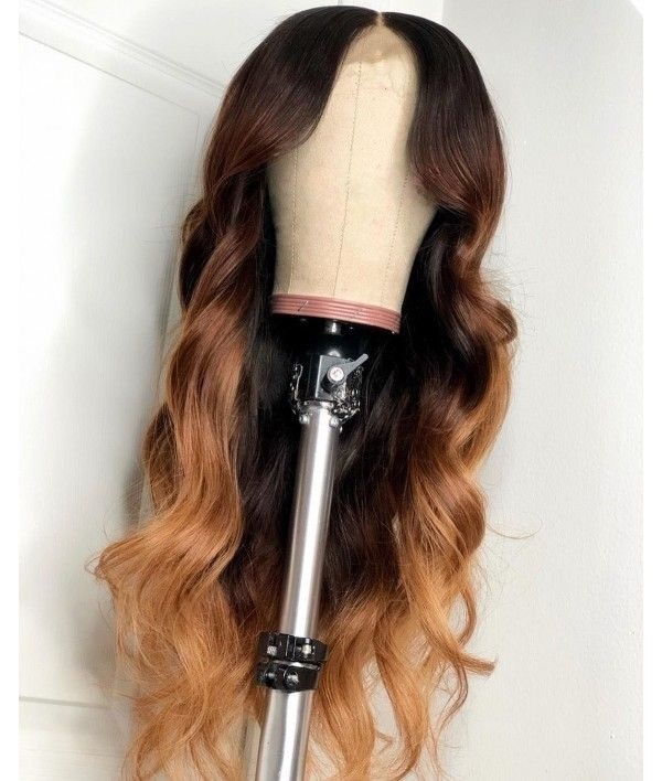 Magic Love Human Virgin Hair Ombre 1b 27 Pre Plucked Lace Front Wig And
