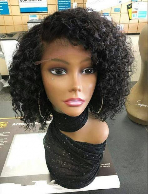 Magic Love Human Virgin Hair Curl Pre Plucked Lace Front Wig For Black